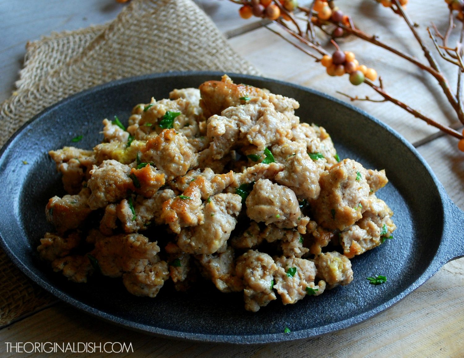 Autumn Hash with Homemade Turkey Sausage & Fried Eggs - The Original Dish