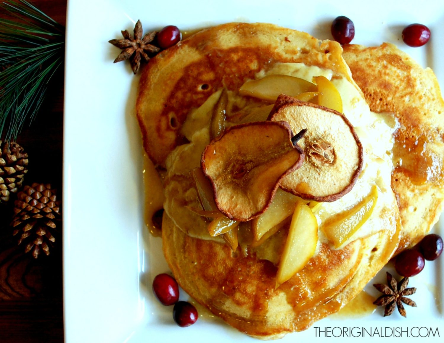 Pancakes with Chestnut Cream & Spiced Pear Syrup - The Original Dish
