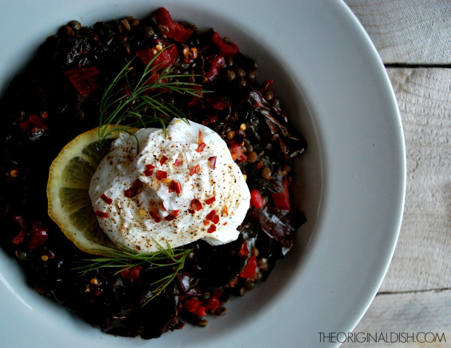Stewed Lentils with Poached Eggs & Chili Oil - The Original Dish