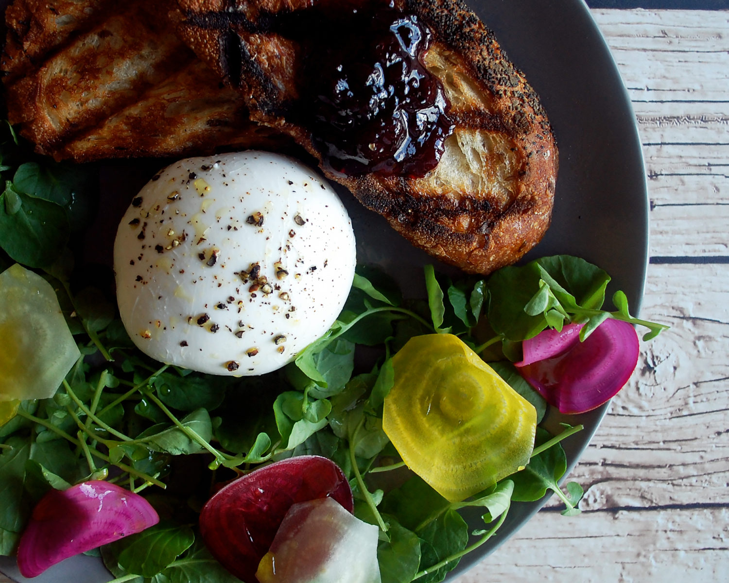 Burrata with Grilled Bread & Beet Salad - The Original Dish