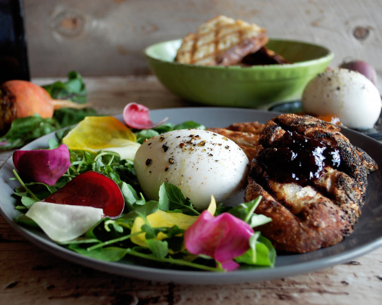 Burrata with Grilled Bread & Beet Salad - The Original Dish