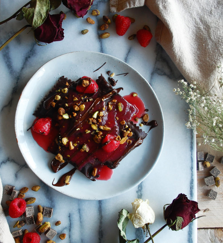 Dark Chocolate Ravioli with Ricotta Filling & Raspberry Sauce - The ...