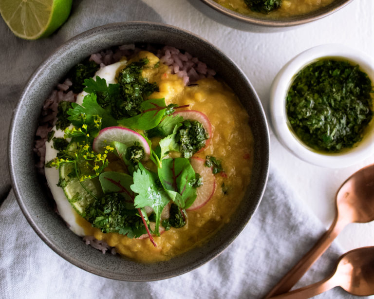 Butternut Squash Dal with Coconut Rice & Cilantro Mint Sauce - The ...