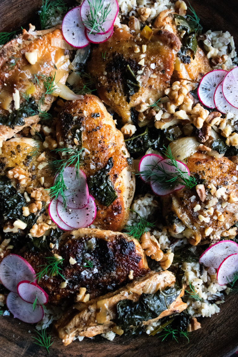 Crispy Braised Chicken with Wild Rice & Kale - The Original Dish