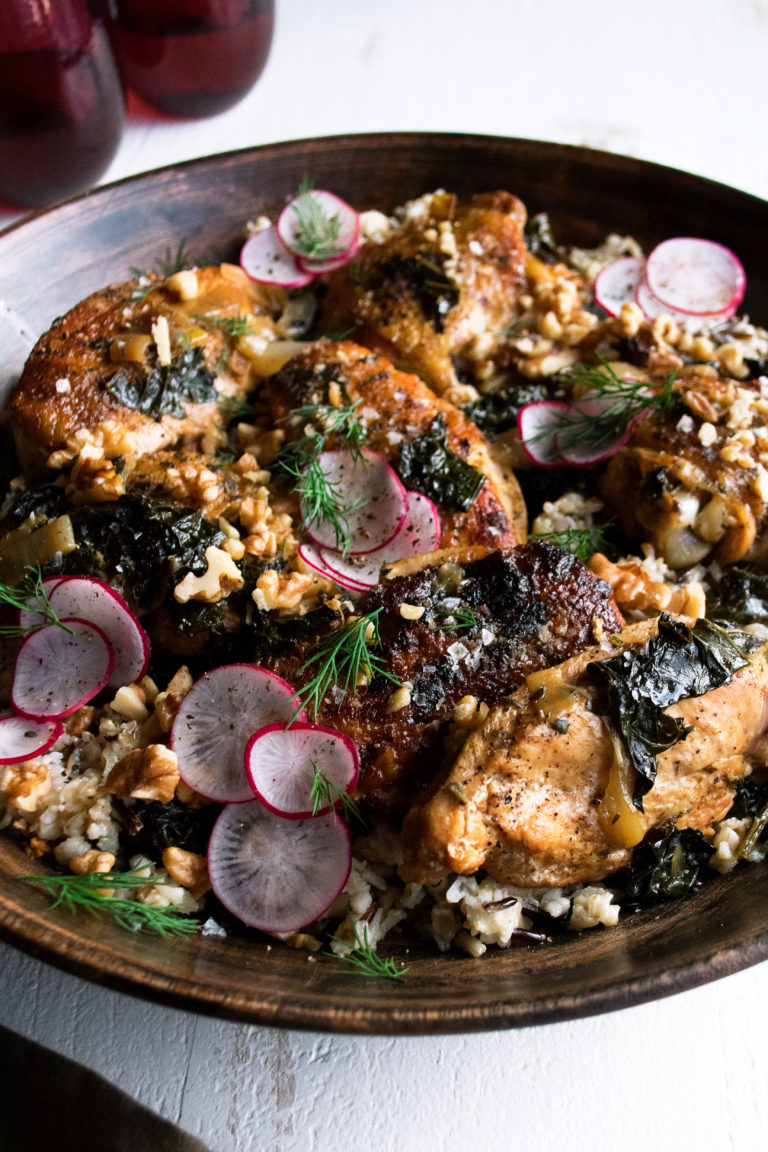 Crispy Braised Chicken with Wild Rice & Kale - The Original Dish