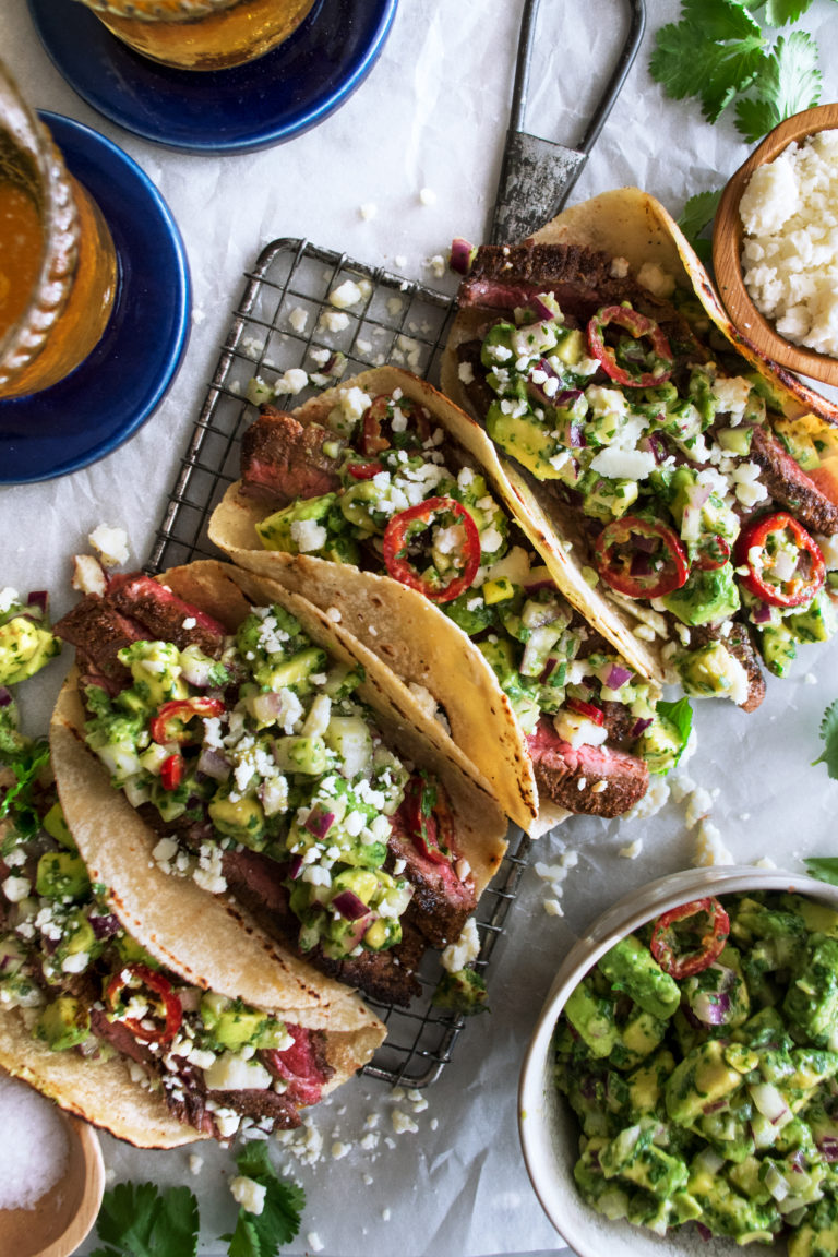 Spiced Flank Steak Tacos with Avocado Salsa - The Original Dish