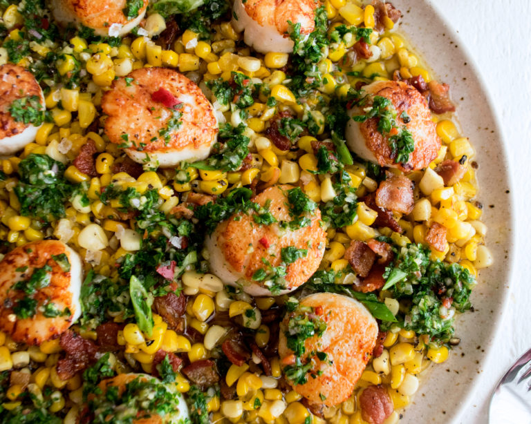 Scallops with Sautéed Corn & Chimichurri - The Original Dish