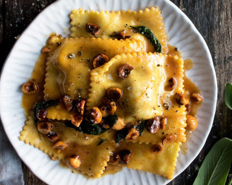 Butternut Squash Ravioli with Hazelnut Honey Butter - The Original Dish