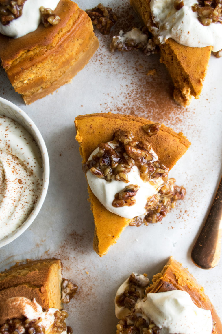 Pumpkin Cheesecake with Shortbread Crust & Brandy Pecans - The Original ...