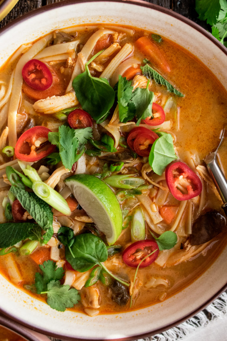 Spicy Thai Chicken & Rice Noodle Soup - The Original Dish