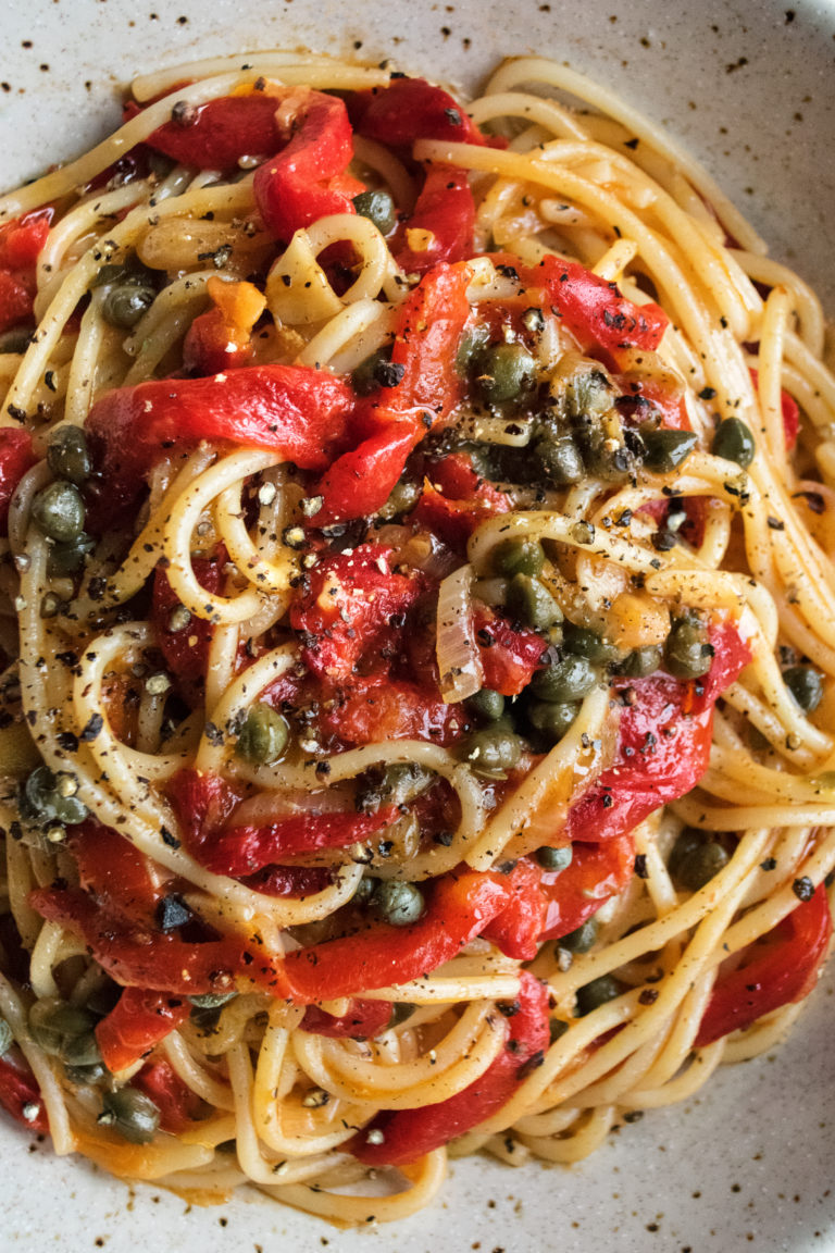Roasted Red Pepper Pantry Pasta - The Original Dish