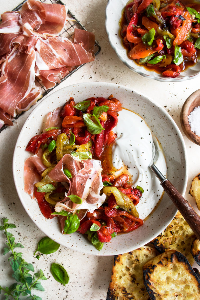 Marinated Peppers & Prosciutto with Whipped Ricotta - The Original Dish