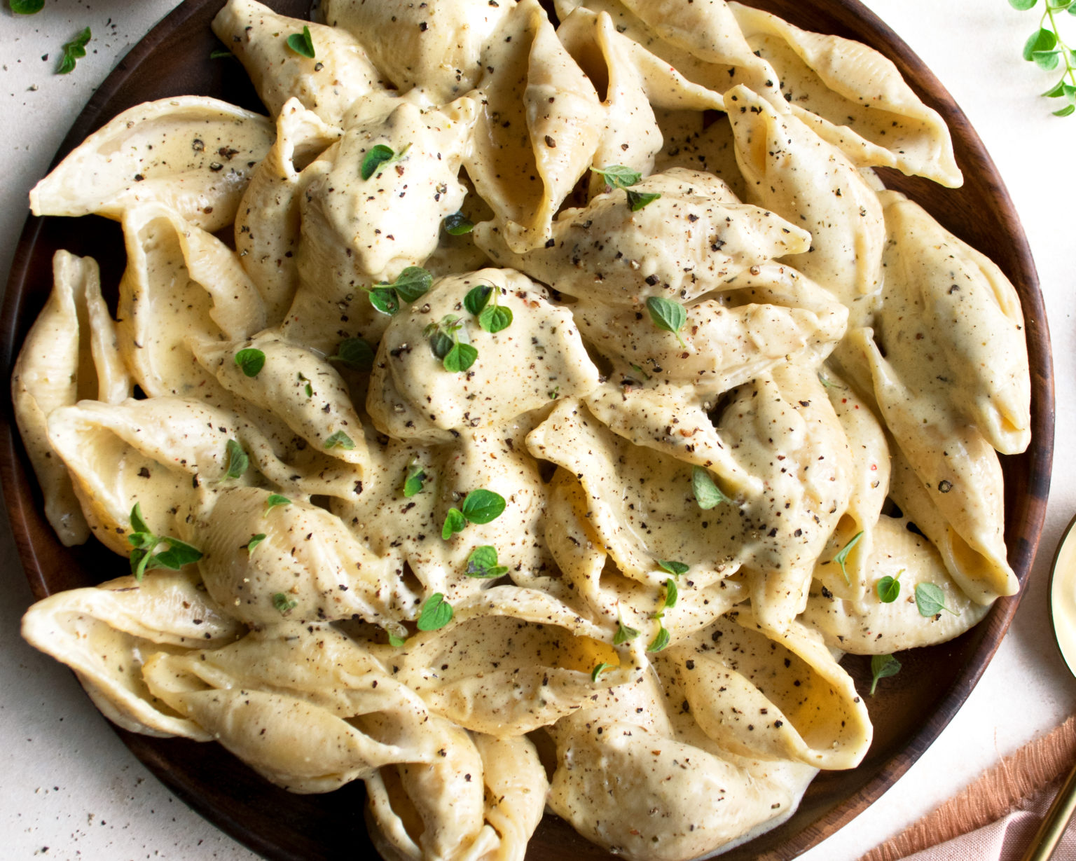 Creamy Parmesan Shells with Toasted Garlic - The Original Dish