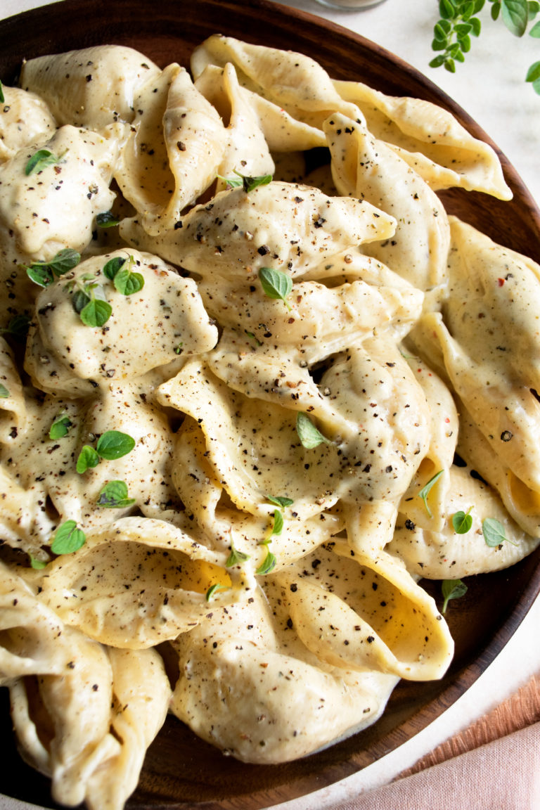Creamy Parmesan Shells with Toasted Garlic - The Original Dish