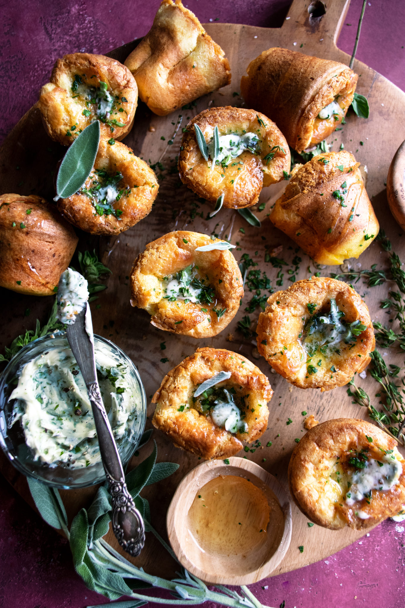 Cornmeal Popovers with Herb Honey Butter - The Original Dish