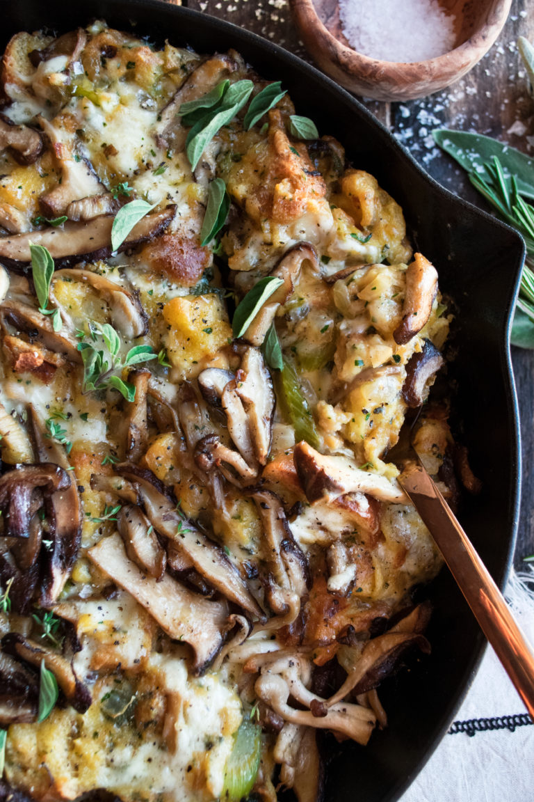 Mushroom Brioche Stuffing with Fontina & Herbs - The Original Dish