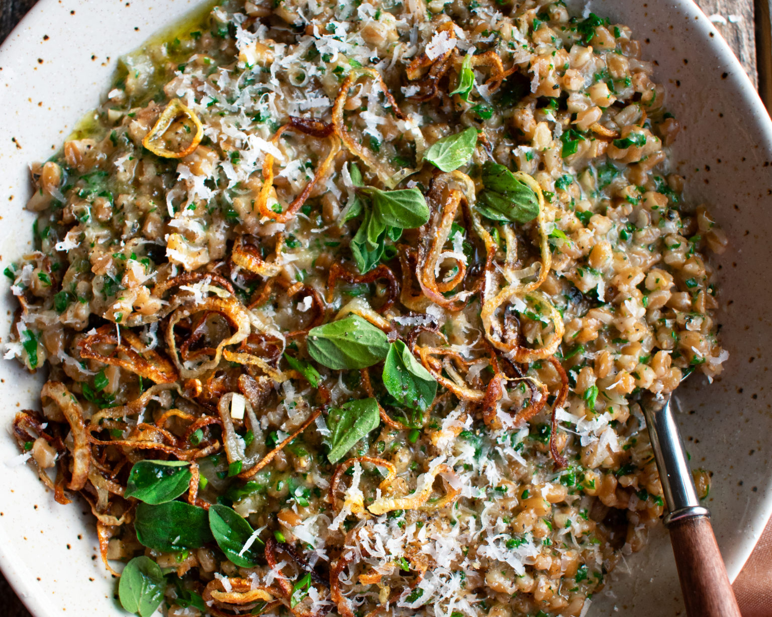 Herbed Farro Risotto (Farrotto) with Crispy Shallots - The Original Dish