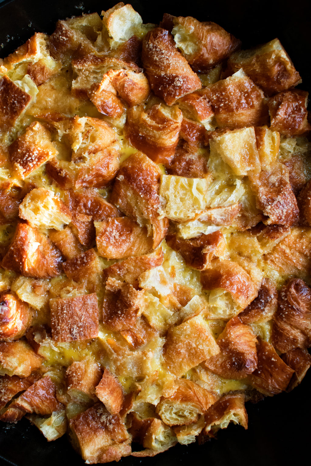 Skillet Croissant Bread Pudding with Strawberry Syrup - The Original Dish