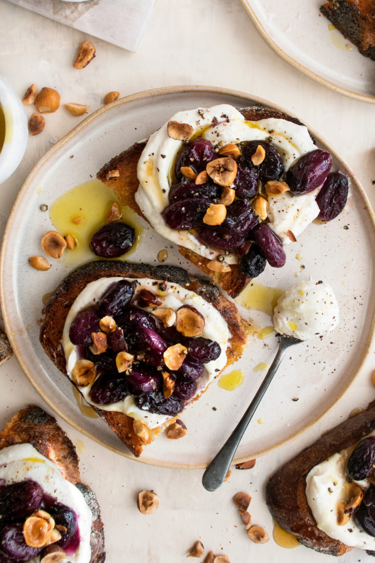 Roasted Grape Toast with Honey Whipped Ricotta - The Original Dish