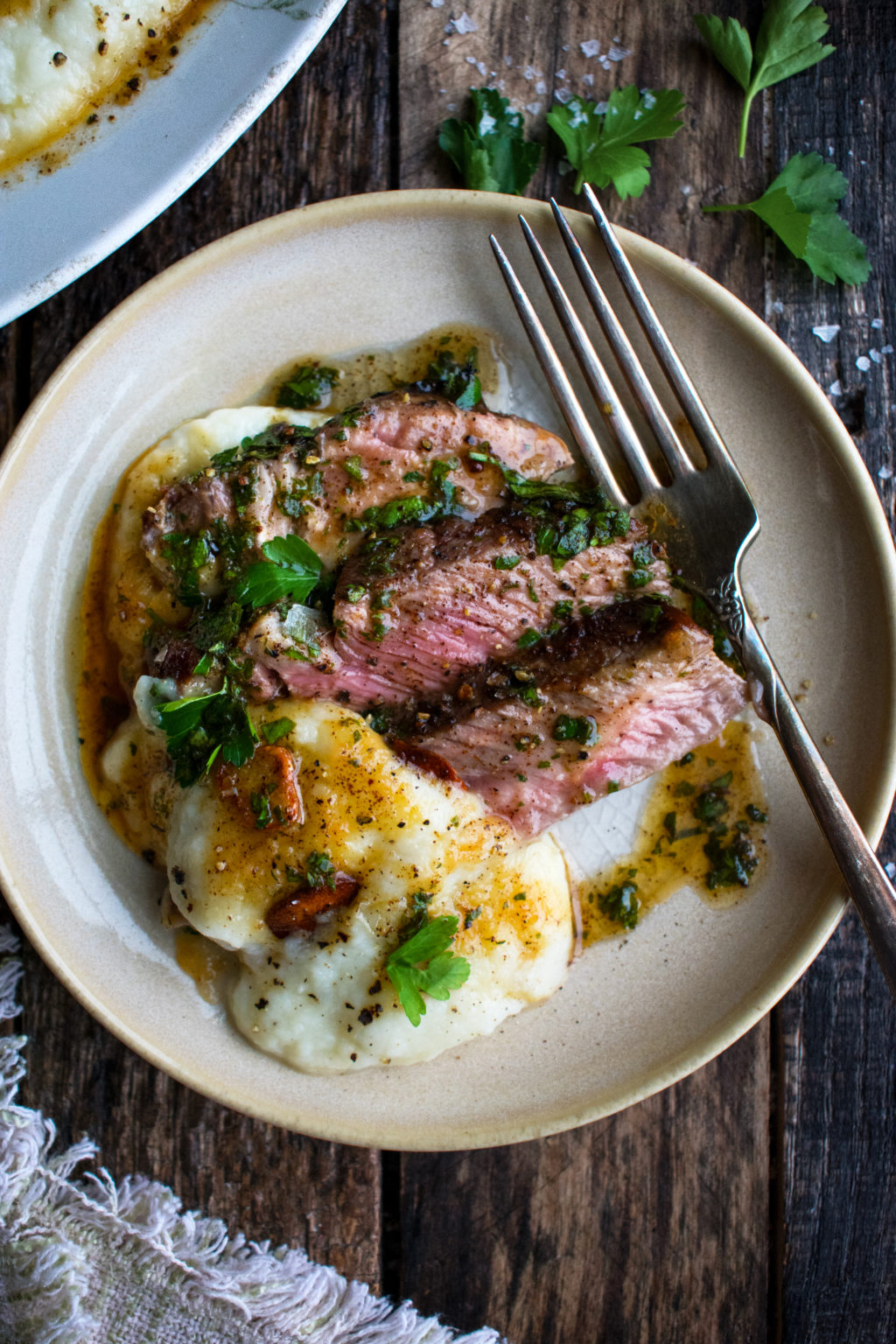 Brown Butter Steak with Roasted Garlic Whipped Cauliflower - The ...