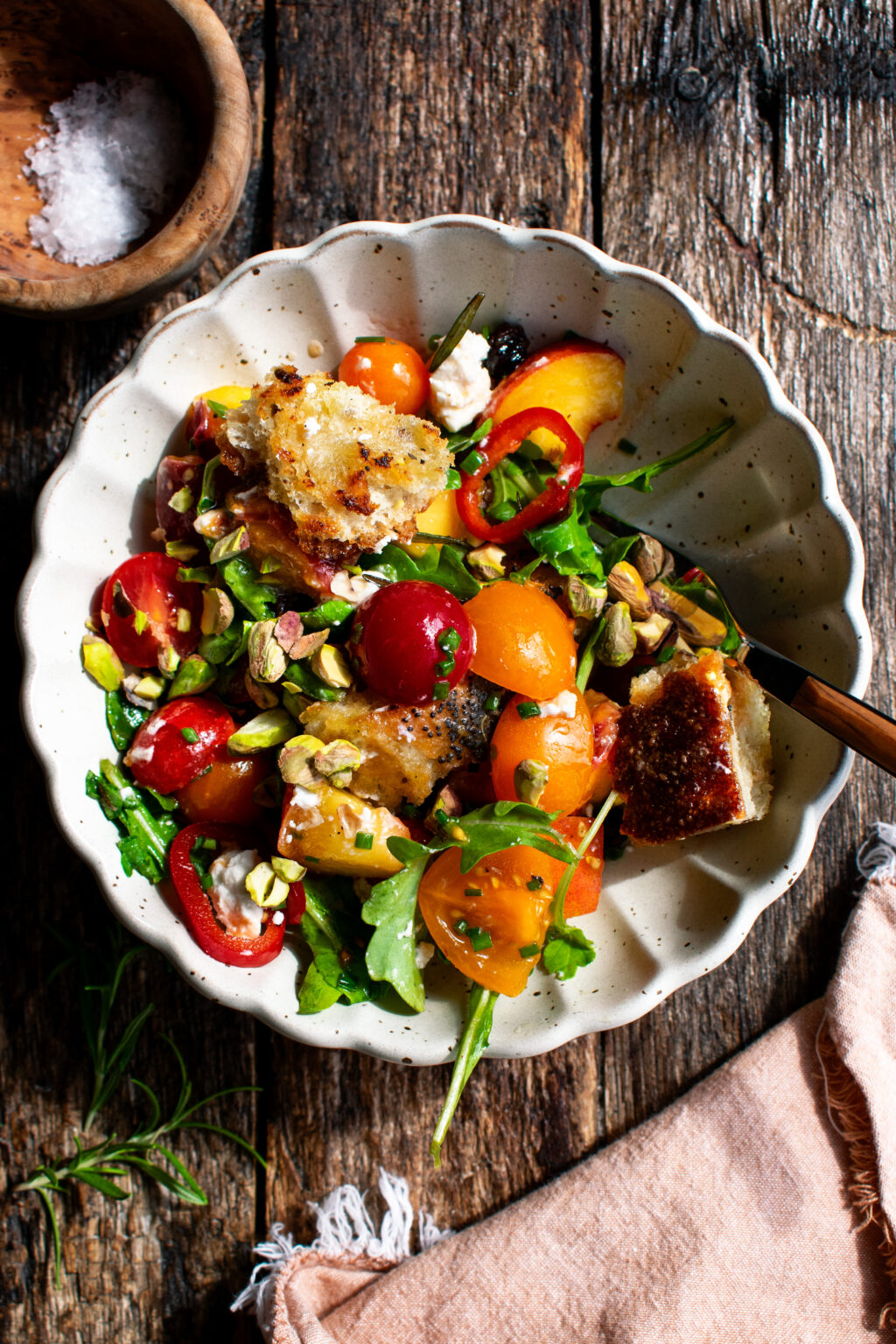 Peach & Tomato Salad with Rosemary Oil Vinaigrette - The Original Dish