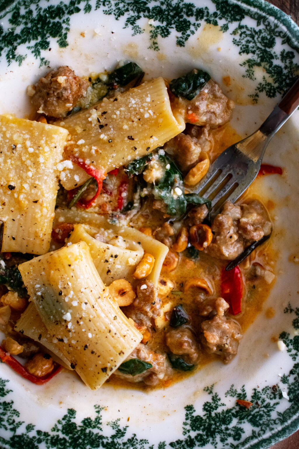 Spicy Paccheri with Sausage & Greens - The Original Dish