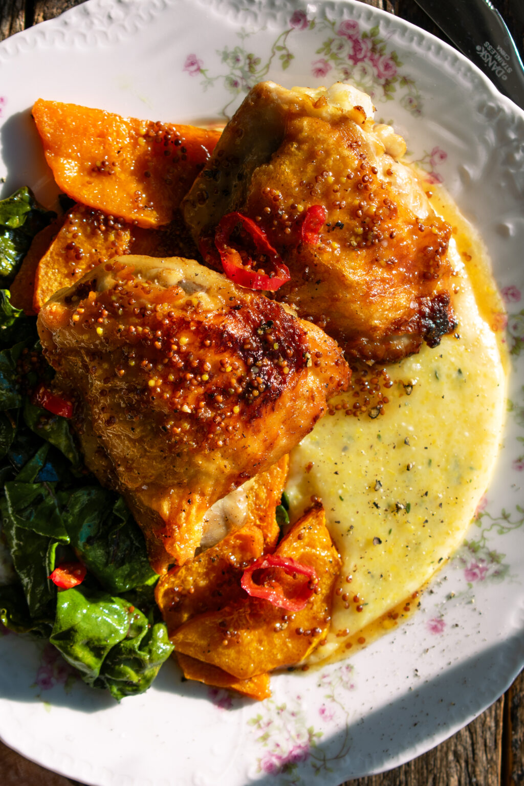 Spicy Maple Glazed Chicken with Cheddar Polenta - The Original Dish
